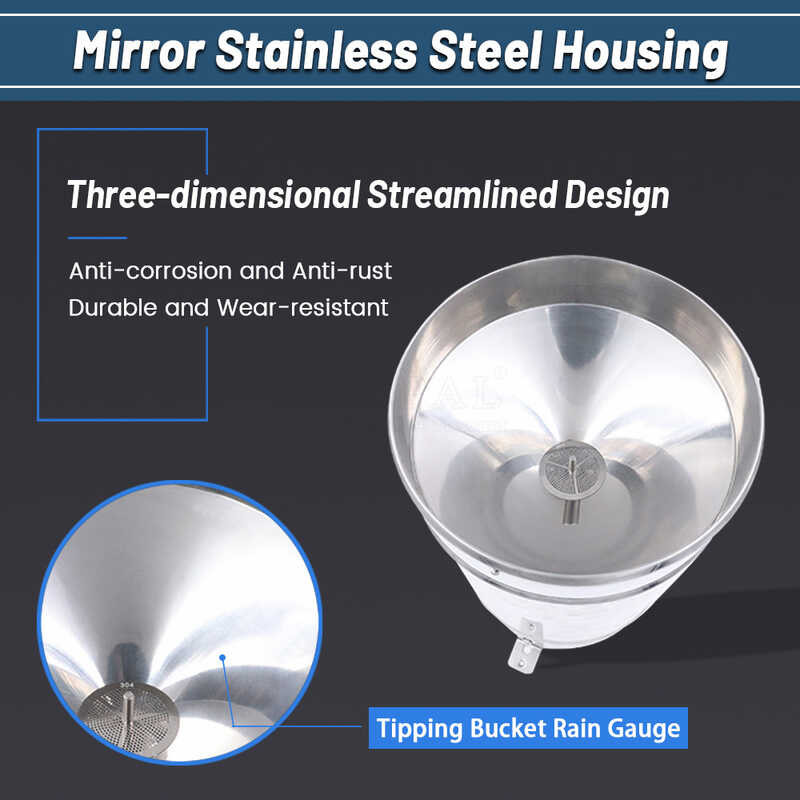 Steel Stainless Rainfall Sensor Weather Precipitation Double Tipping ...