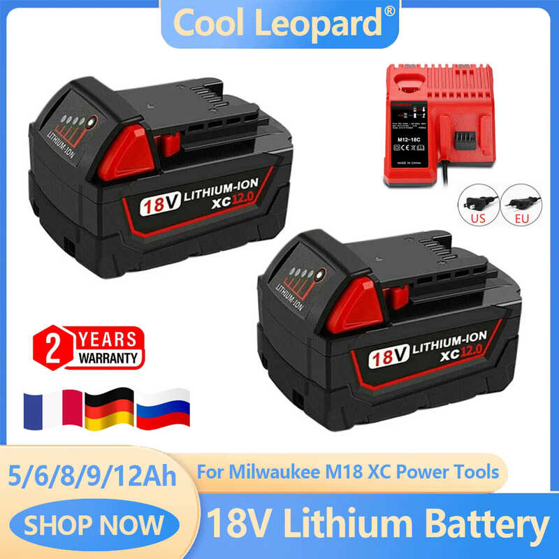 Lithium 18V Original 12Ah Rechargeable For Milwaukee M18 XC Power Tool ...