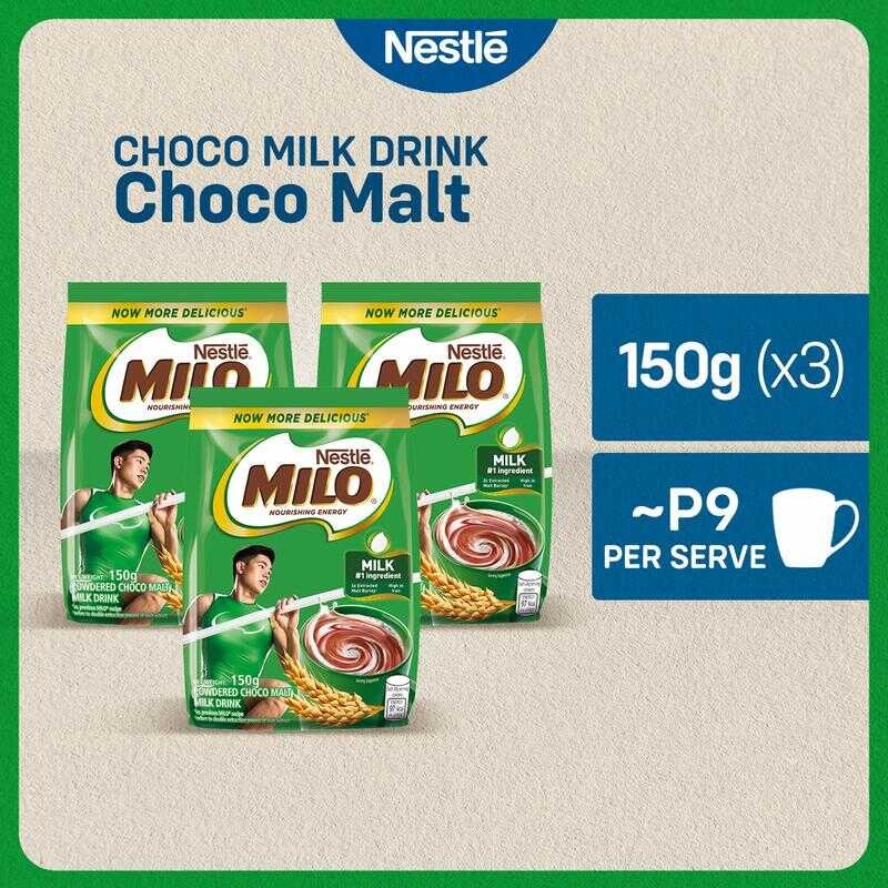 MILO Powdered Choco Malt Milk Drink 150G - Pack Of 3 | Shopee Philippines