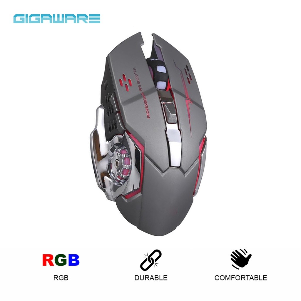 ♥️ Gigaware Wolf X8 6 Buttons RGB Back-light Wireless Charging Gaming ...