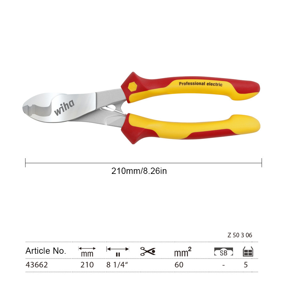 WIHA 43662 VDE-Tested Insulated Cable Cutter Plier 1000v with ...