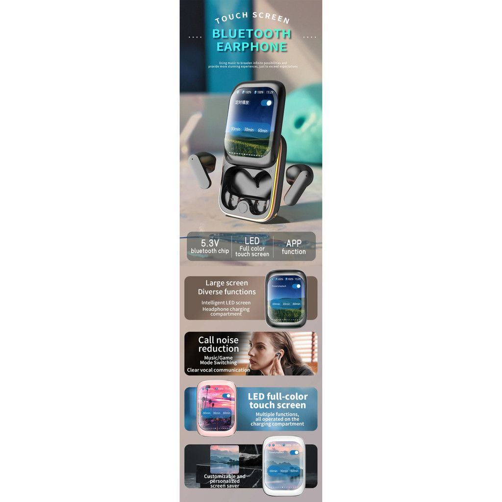 G9 Wisdom Large Screen Slider Wireless Bluetooth Headset Color Display ...