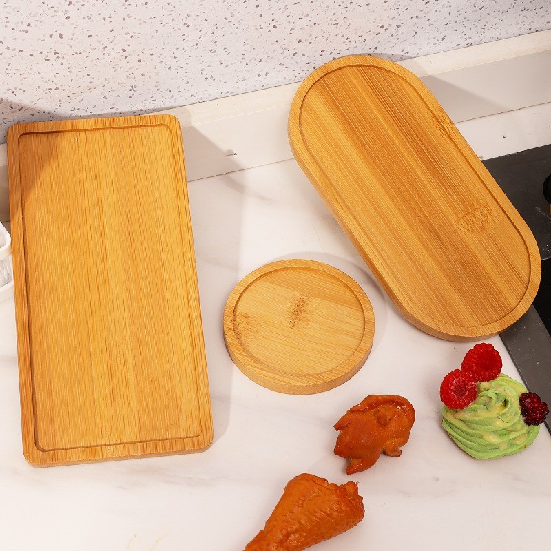 Multi-Purpose Rectangular Round Bamboo Tray Kitchen Wooden Creative ...