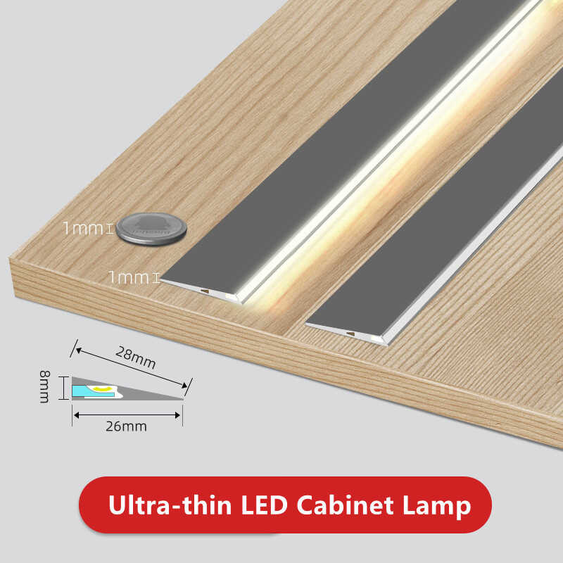 LED Ultra-Thin Cabinet Strip Light Surface Mounted Aluminum Profile ...