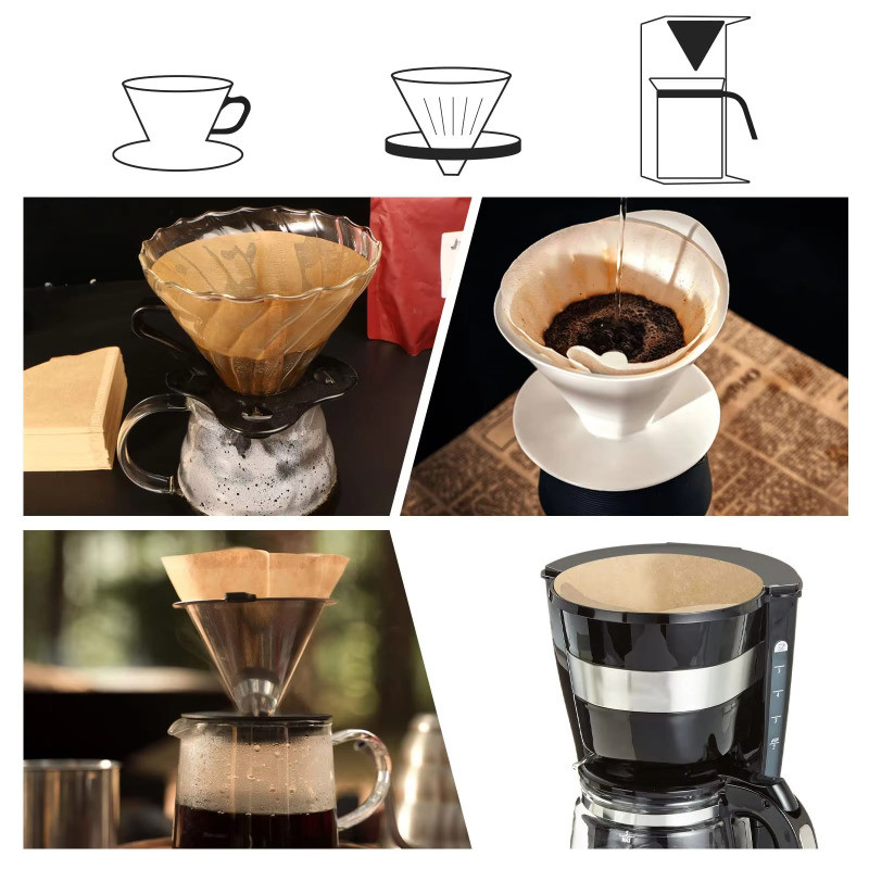 100/50Pcs V-Shaped Coffee Filter Paper - Stand Single Use Pour Over ...