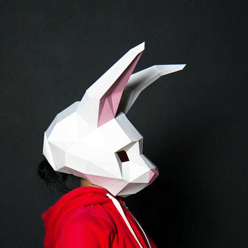 Paper 3D Model Wearable Mask Rabbit Animal Cosplay DIY Papercraft ...