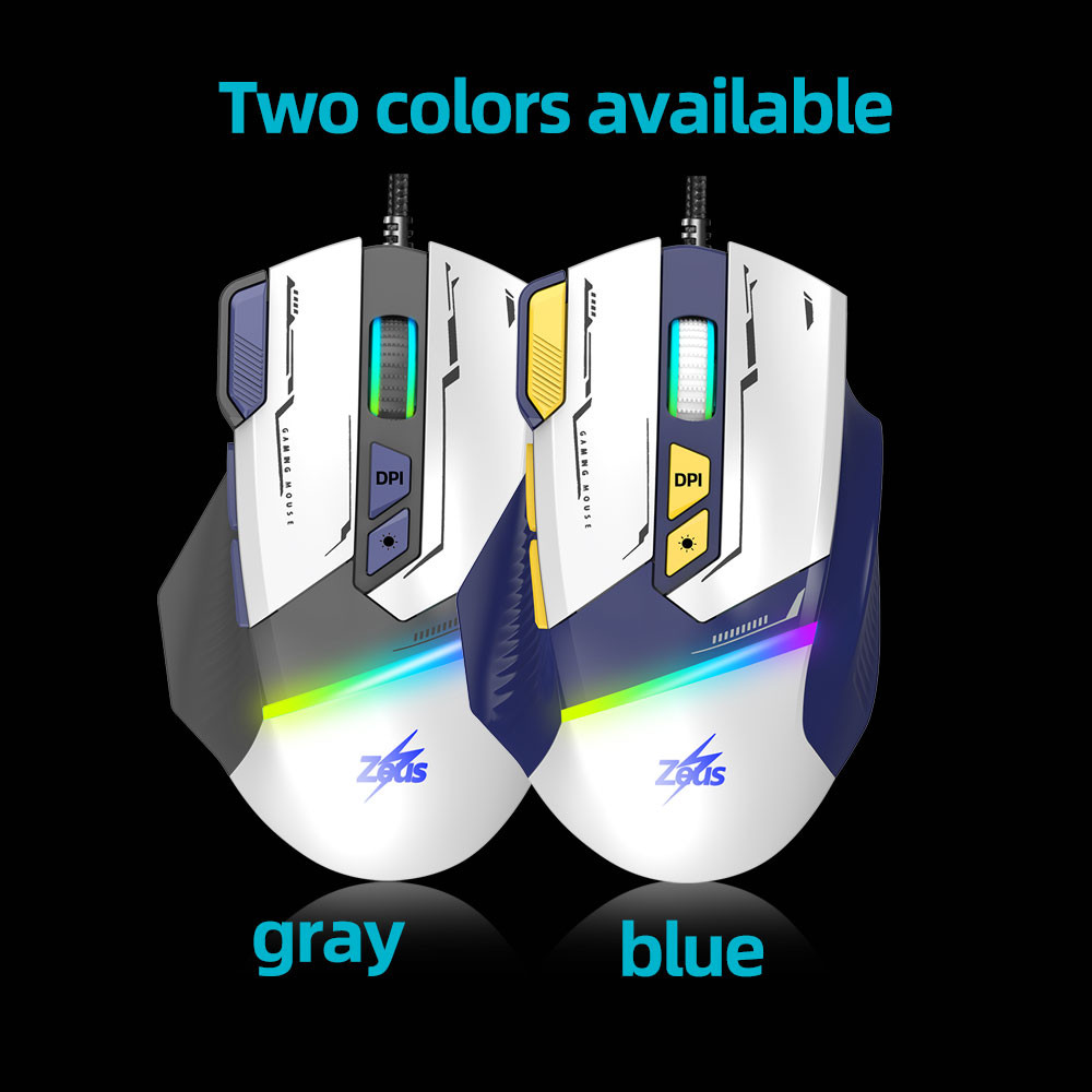 Zeus M12 Pro Gaming Mouse Wired 7200dpi RGB Backlight Optical Mice 8 ...