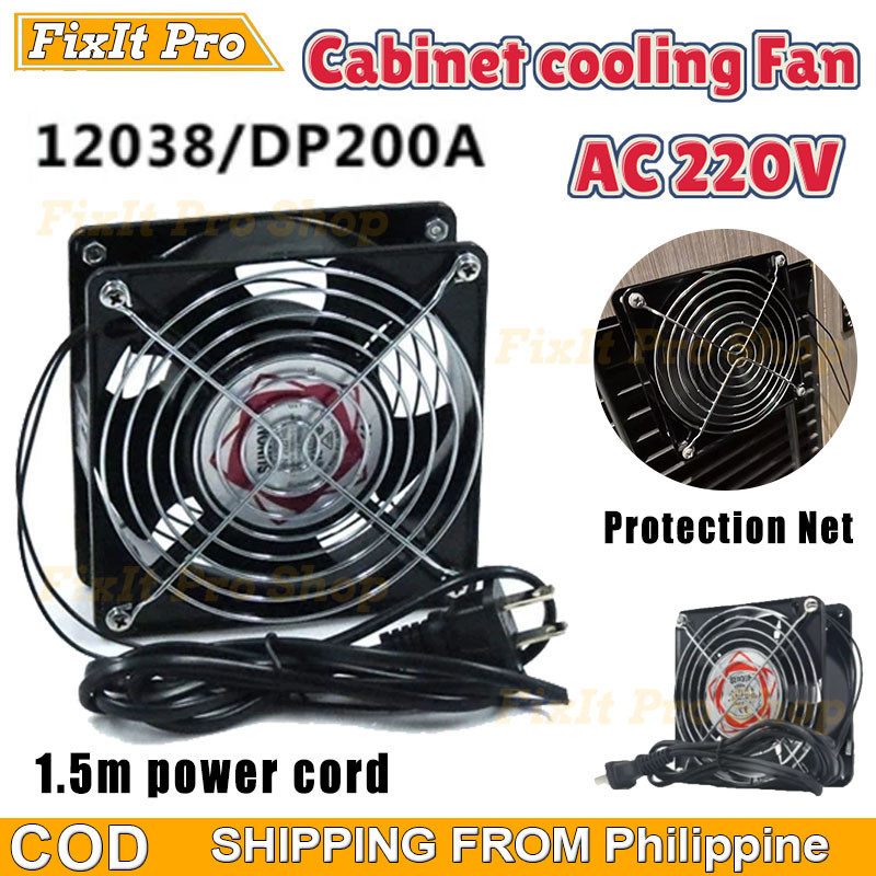 Plug & Sound 220V Metal 120mm Blower Cooling Fan with Grill Plug Iron ...