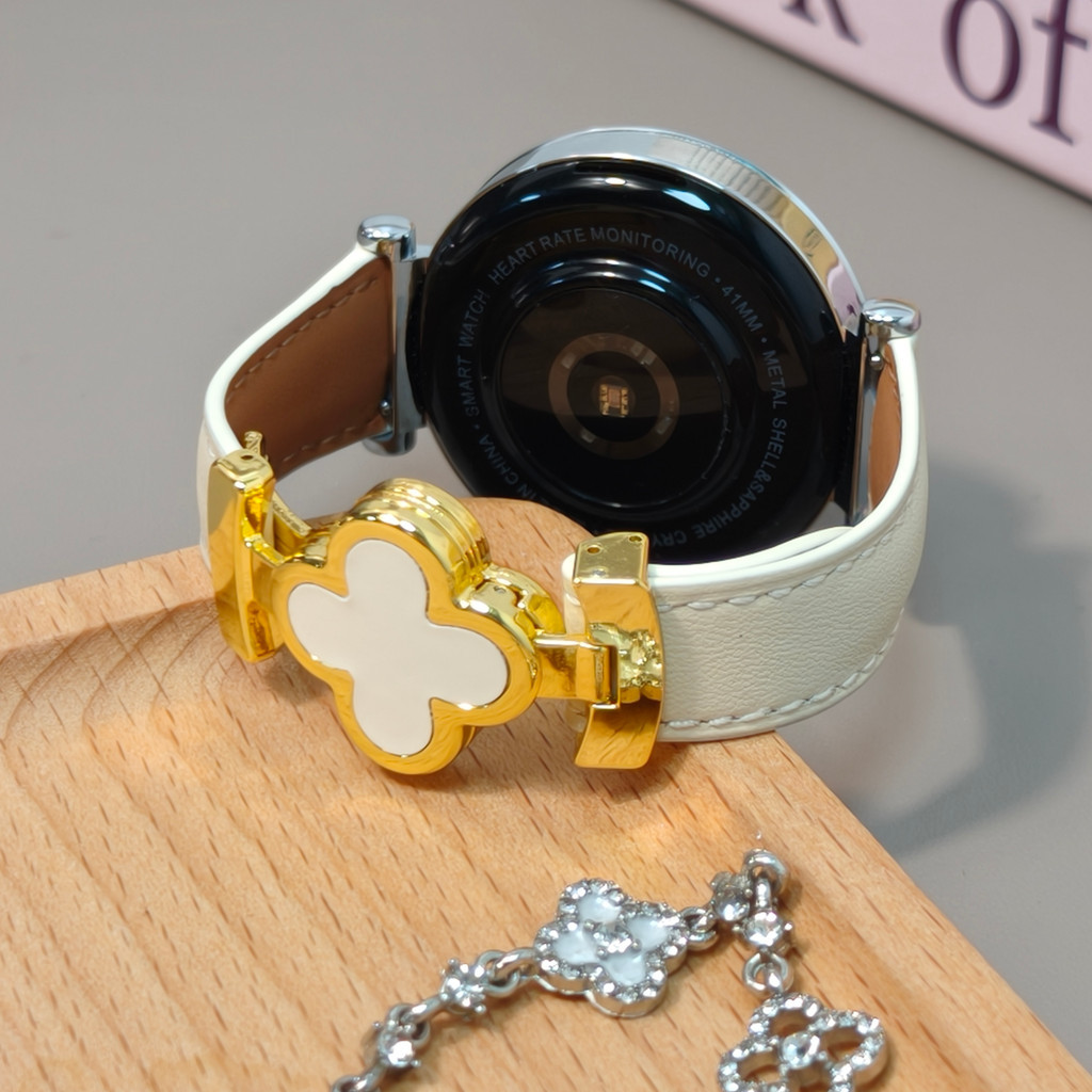 18mm Luxury leather strap For Huawei Watch GT 5 Pro 42mm Clover ...