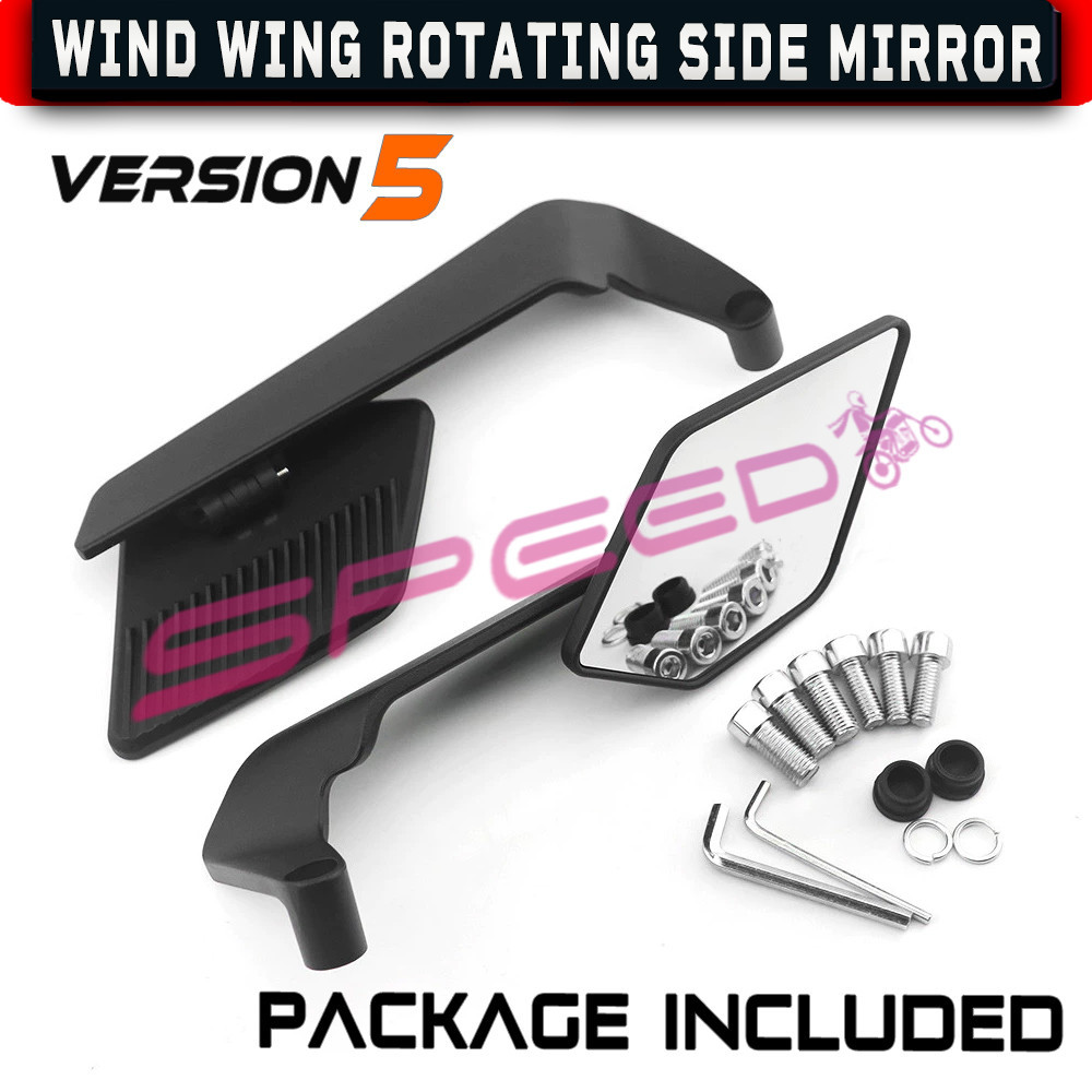 Wind Wing Rotating Side Mirror V5 Alloy Stem Universal 14*8Cm Wide View ...