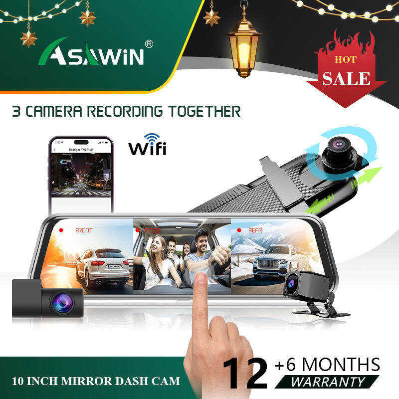 10 Wifi Inch Rear View Mirror Dash Cam Ways Car Camera Asawin H5 Touch ...
