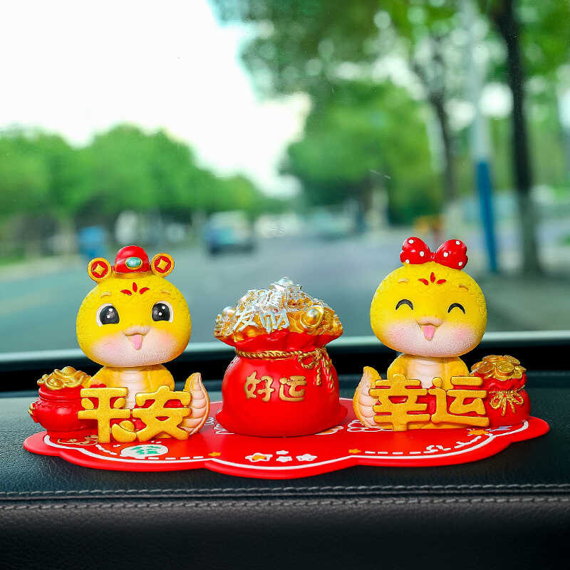 Snake Year Mascot Car Ornament Snake Doll Handmade Car Center Console ...