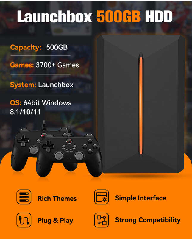 500Gb Launchbox Hard Drive Portable Gaming HDD With 3700+Pc/3D Games ...