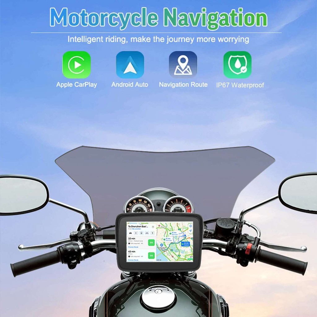 5 Inch Motorcycle Carplay External Portable Navigation Screen IP67 ...