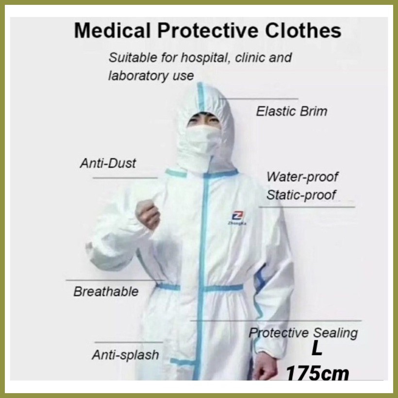 ♀ ZhongKa PPE Medical Grade Protective Coverall Isolation Gown Hazmat ...
