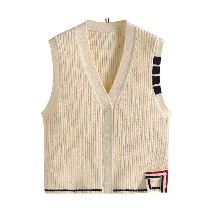 THOM BROWNE 2024 Early Autumn Four-bar Three-dimensional Twist Knitted ...