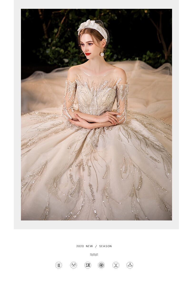 Long Sleeve Wedding Dress Forest Fantasy Fairy Tale Gown for Bride ...