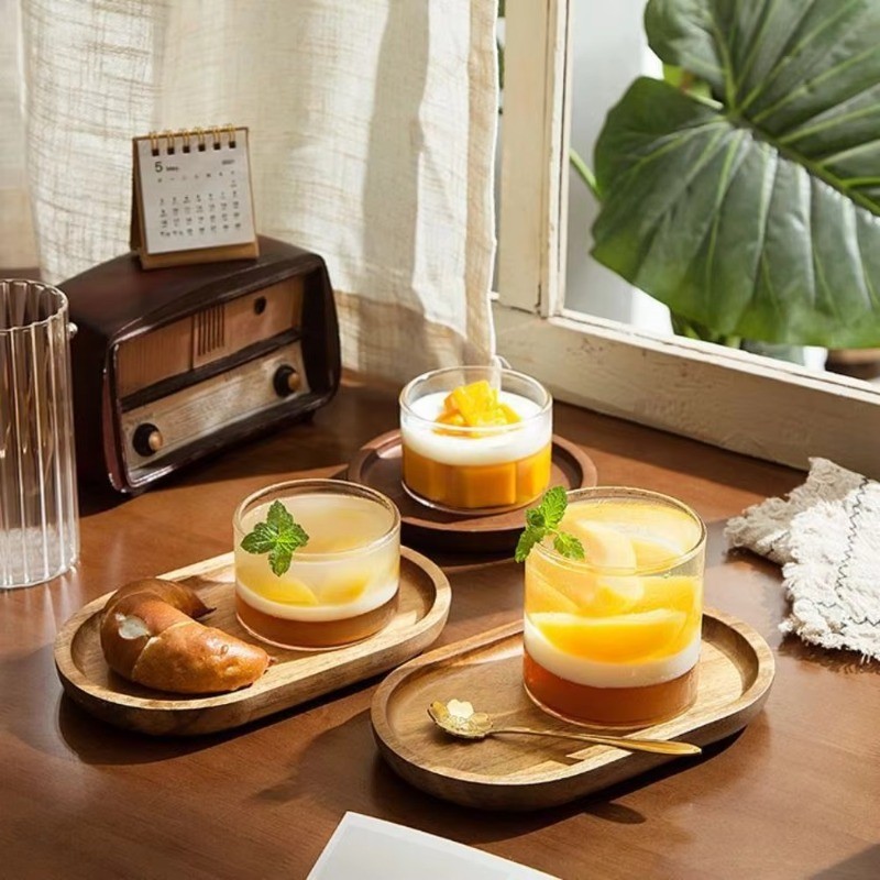 5PCS Round Glass Dessert Cups Set 190ML/6.4oz Pudding Cups for Ice ...