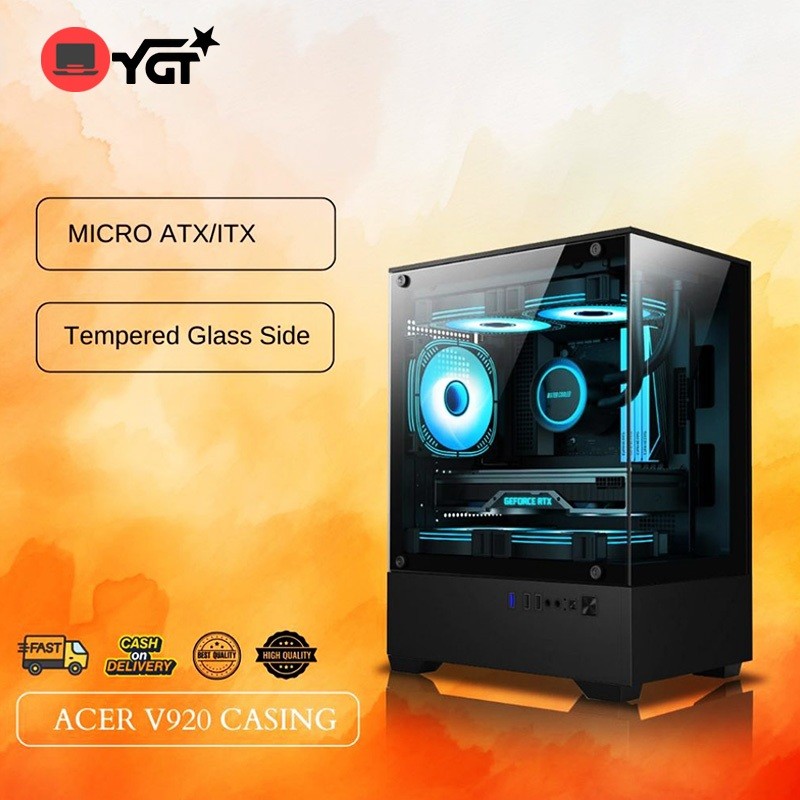 YGT Pc Case Gaming Computer Case With Tempered Glass Seaview Micro ATX ...
