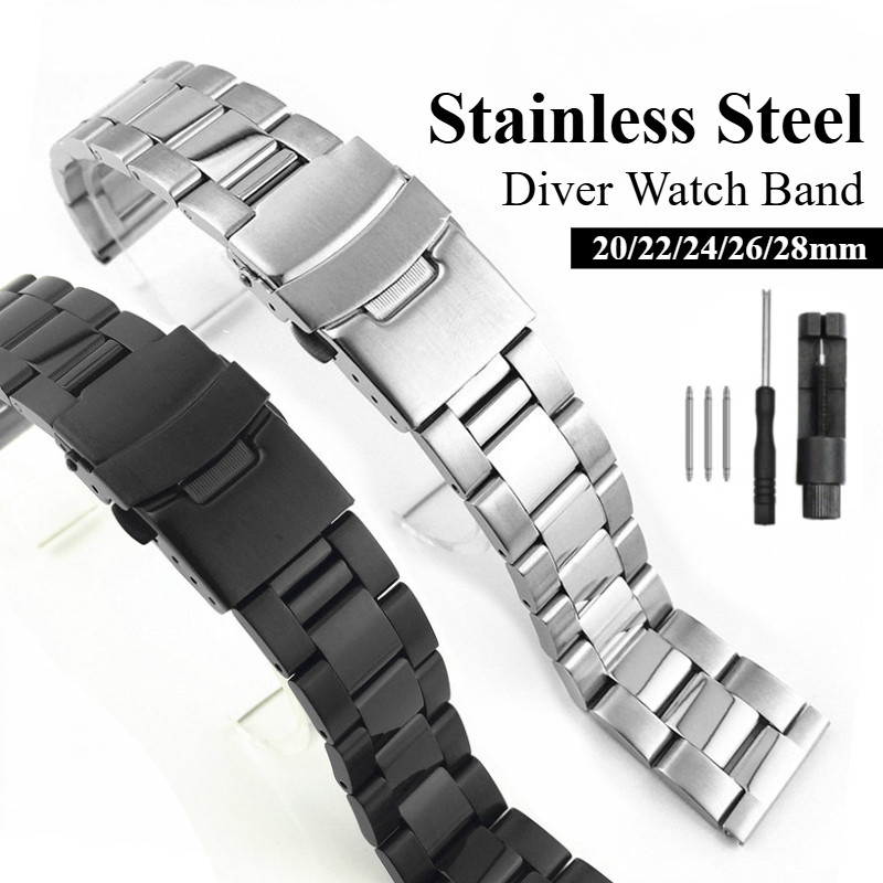 Big Size Diver Watch Band Solid Stainless Steel Watch Strap for SEIKO 5 ...