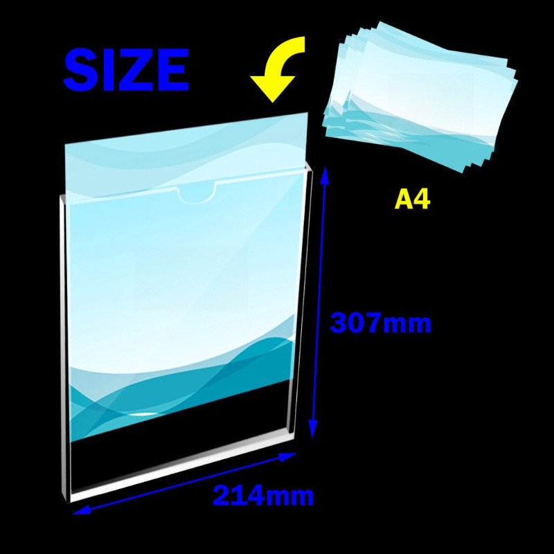 A4 Clear Wall Mount Sign Holder Acrylic Display Frame Certificate ...