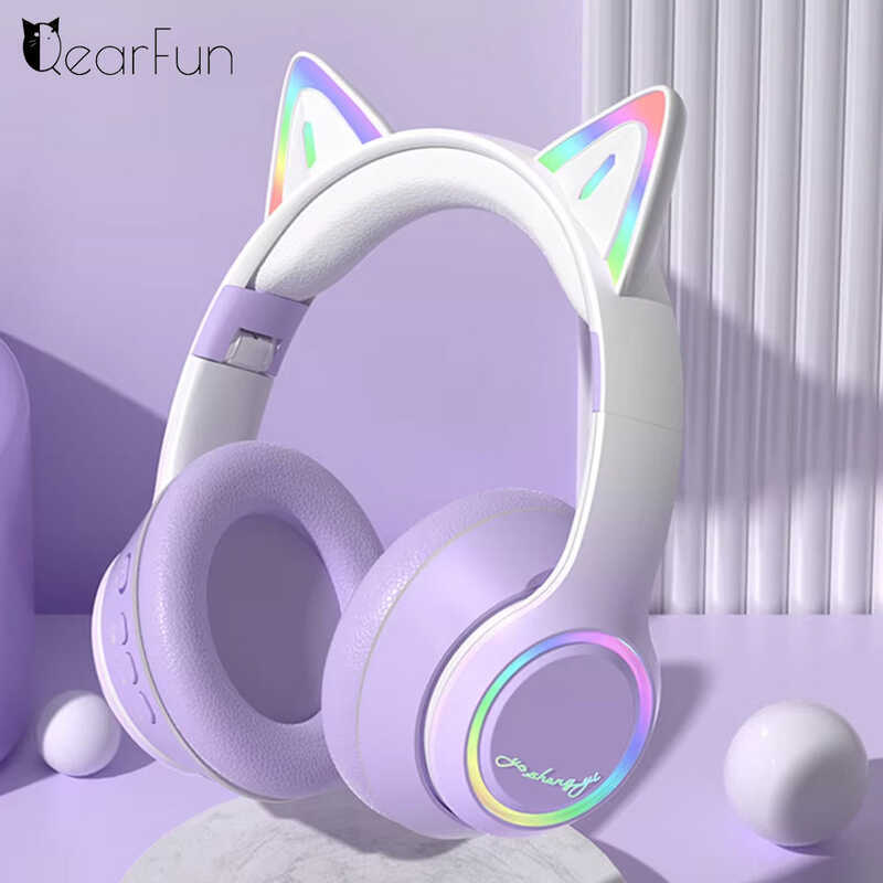 RGB Cat Ear Bluetooth Headphones For Girls Gradient Wireless With ...