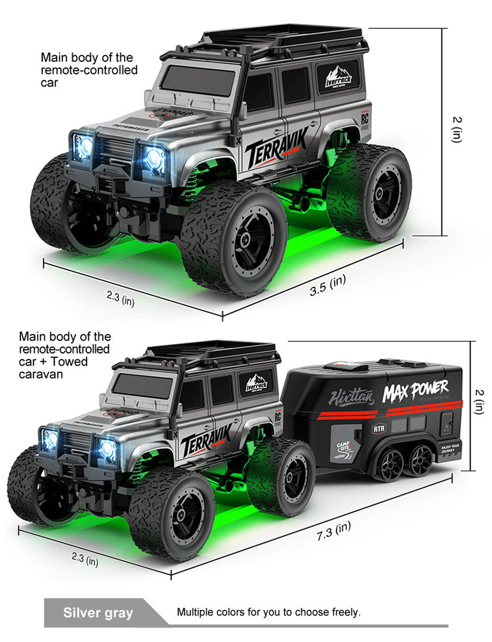 1:64 MINI RC Climbing Car Hummer Land Rover Model With Trailer Full ...