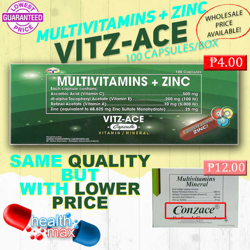 CONZACE LIKE Vitz-Ace MULTIVITAMINS + ZINC VITAMINS A, C AND E | 100 ...