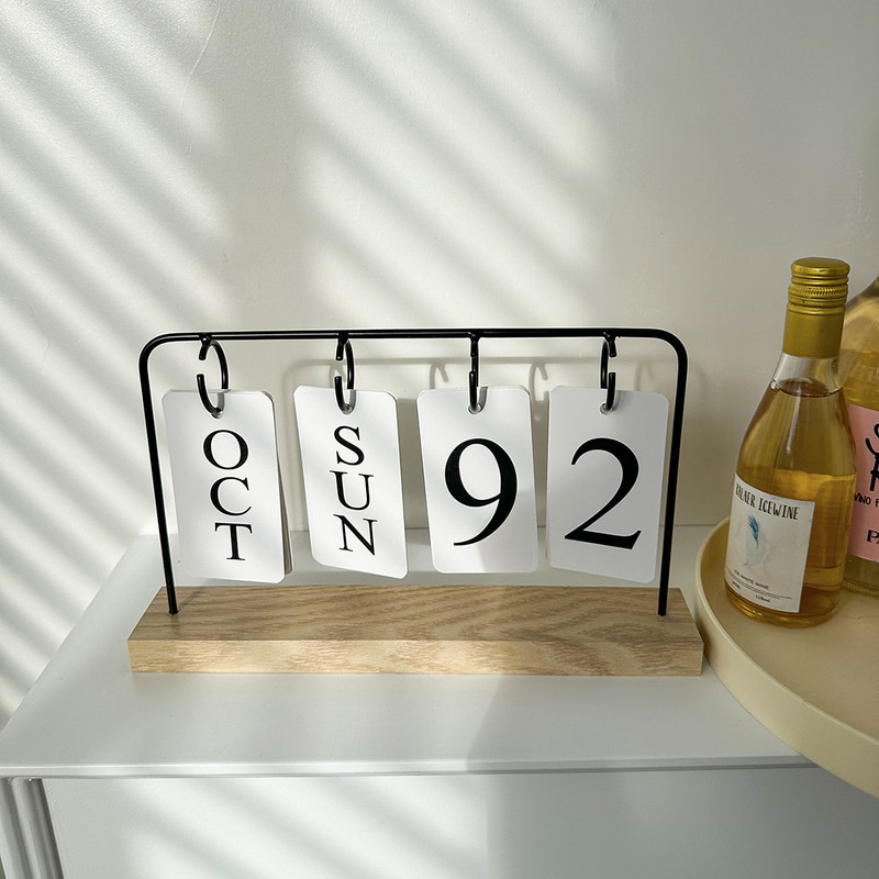 Wooden Desktop Flip Calendar Turn Page Design Creative Series Standing ...