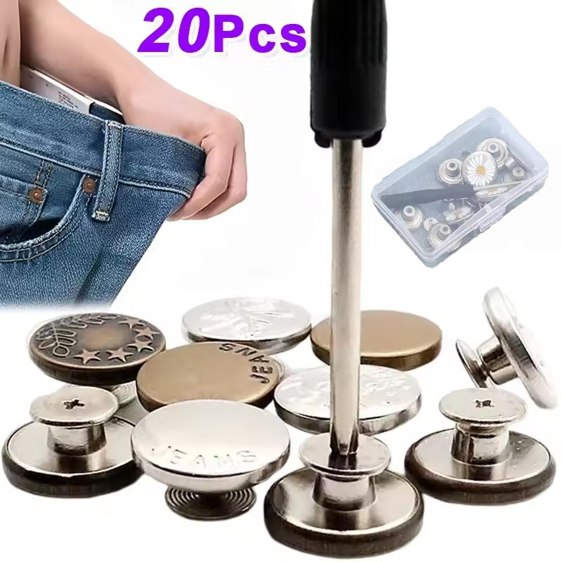 20pcs Set Random Style Detachable Jeans Buttons Seam-free Buttons ...