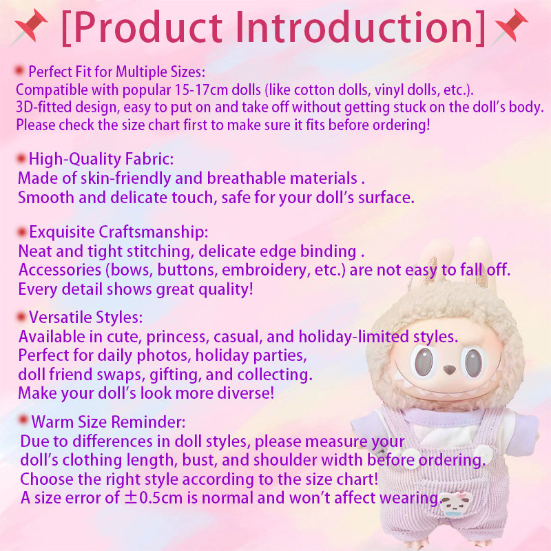 17cm Mini Plush Doll'S Clothes Outfit Accessories Forlafufu Dolls sit ...