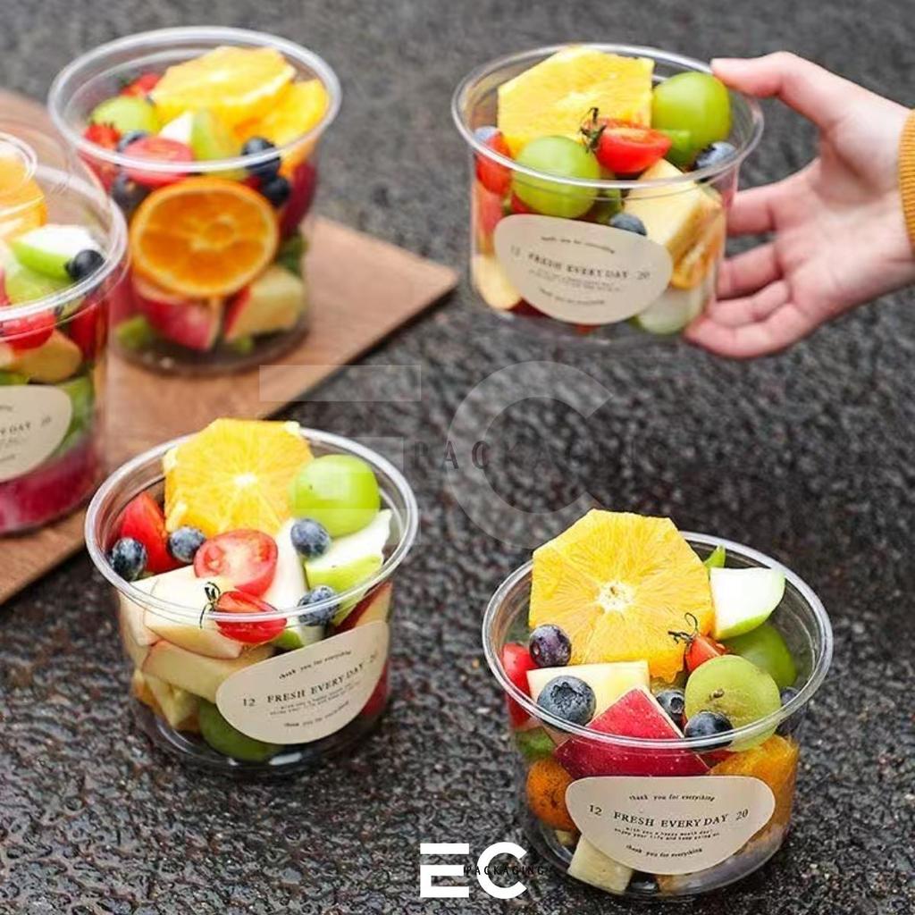 EC 50PCS Deli Plastic Fruit Container Box with Lid Round Plastic ...
