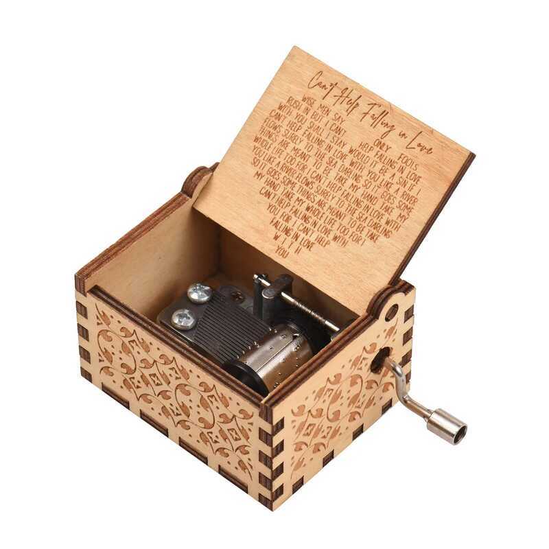 Customized Vintage Music Box Palm-size Hand Crank Wood Case Musicbox ...