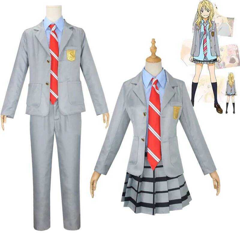 AA Your Lie In April Miyazono Kaori Arima Kousei Cosplay Costume School ...