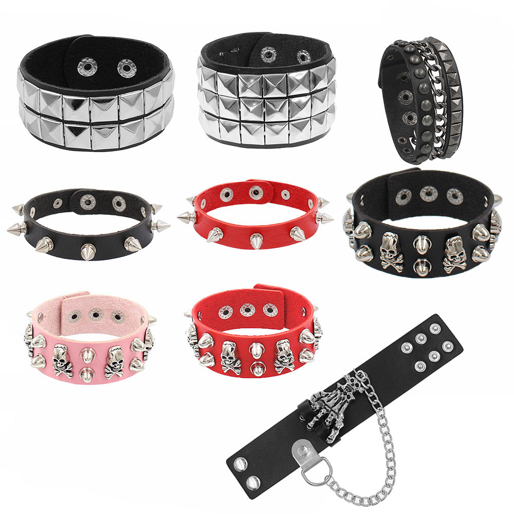 [Gorgeousxx] Cool Gothic PU Leather Studded Bracelet for Men Women ...
