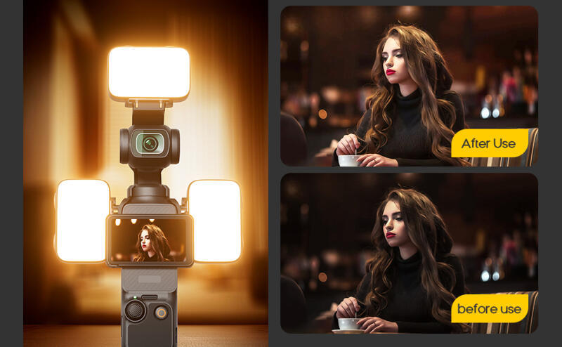 【konouyo】Portable Fill Light for DJI Osmo Pocket 3 3-Color Temperature ...