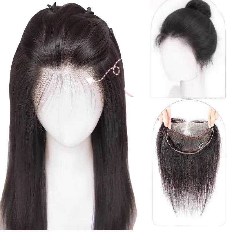 Strap Lace Human Hair Topper For Women Invisible Forehead Haire with ...