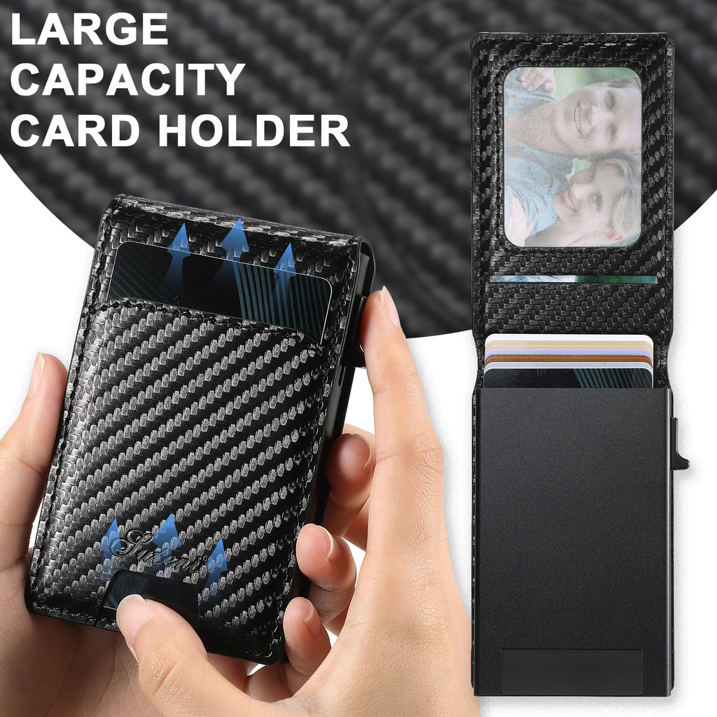 MOAOCAT RFID Carbon Fiber Men's Magnetic Credit Card Holder Wallet ...