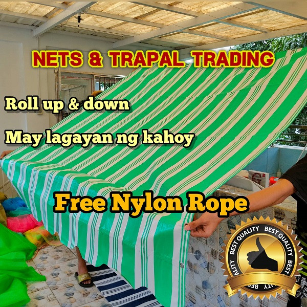 (8x15 feet) STRIPE AWNING ROLL-UP TRAPAL TOLDA LONA | Shopee Philippines