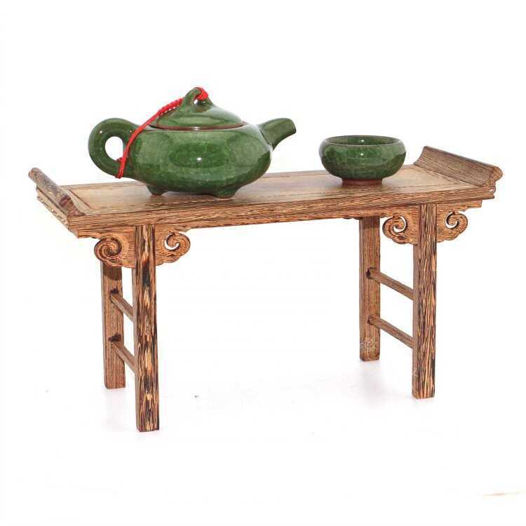 Striped Redwood Case Altar Chicken Wing Carved Head Piano Table Stone ...