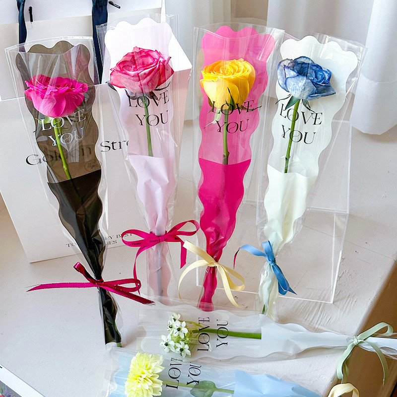 50Pcs Love Single Flower Packaging Bag Small Bouquet Gift Diy Wrapping ...