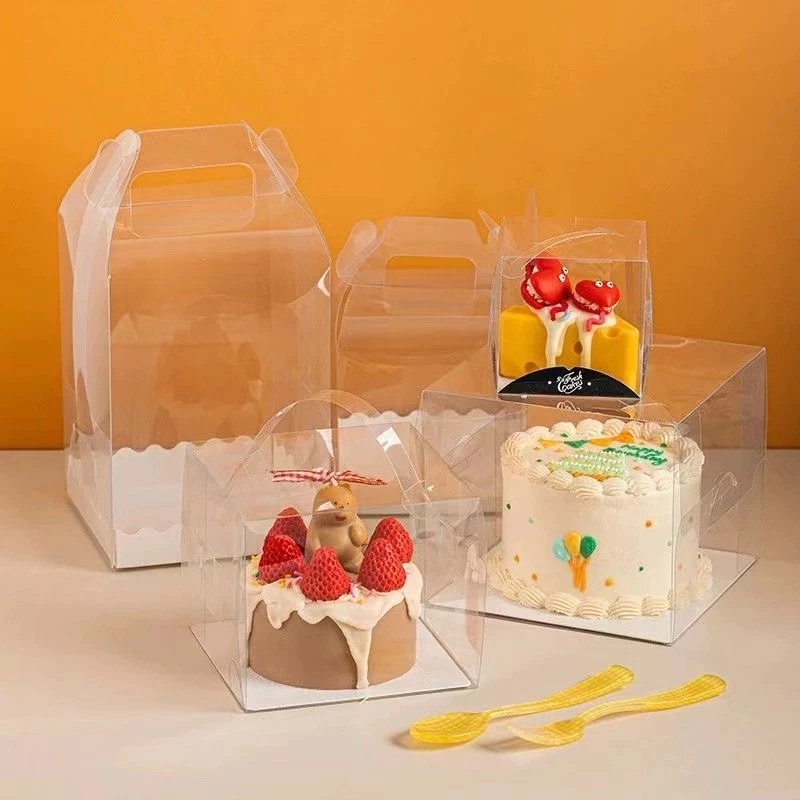 【5/10pcs】3/4/5/6Inch Clear Acetate Cake Box With Handle / Mini Cake Box ...