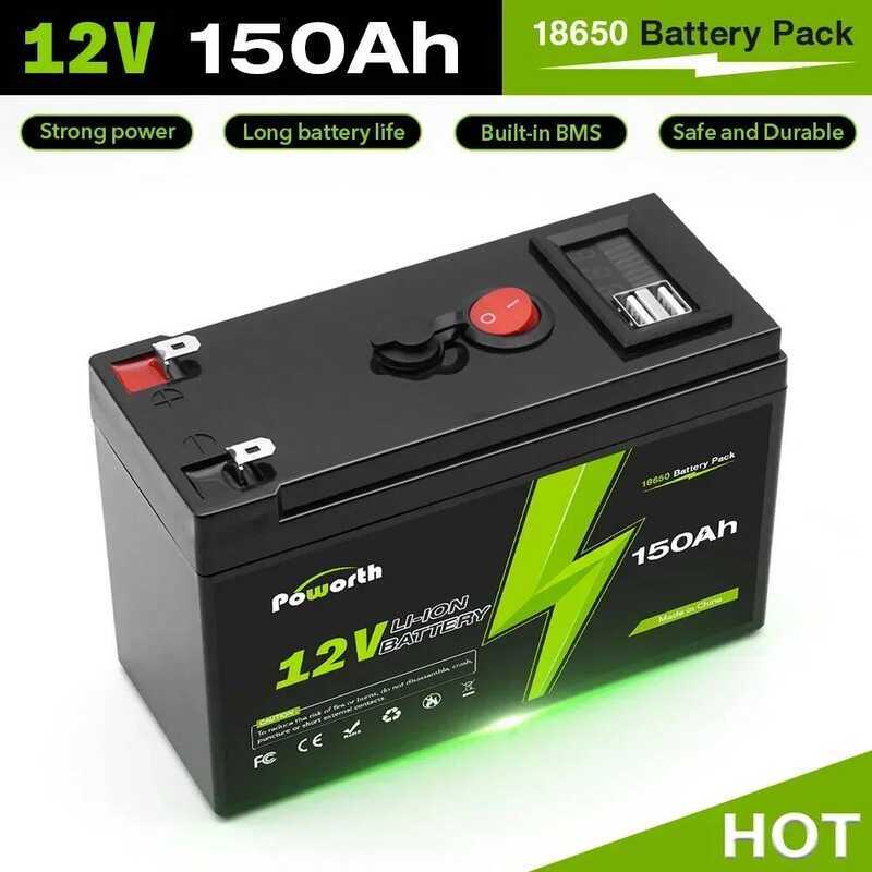 12V 150Ah LiFePO4 Lithium Battery 4000+ Deep Cycles Built-in BMS,10 ...