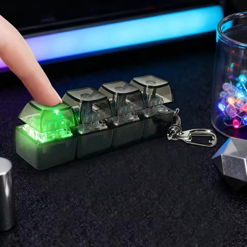 LED Light Keyboard Fidget Toy Stress Relief Keyboard Keychain DIY ...