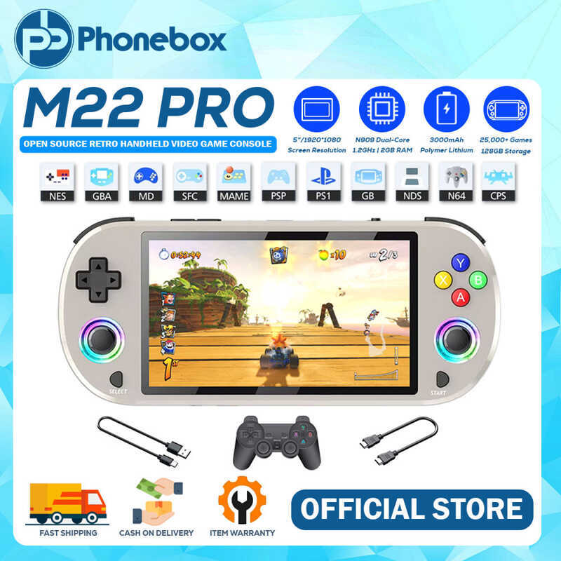 M22 Pro Handheld Video Game Console Linux System 5 Inches IPS Screen ...