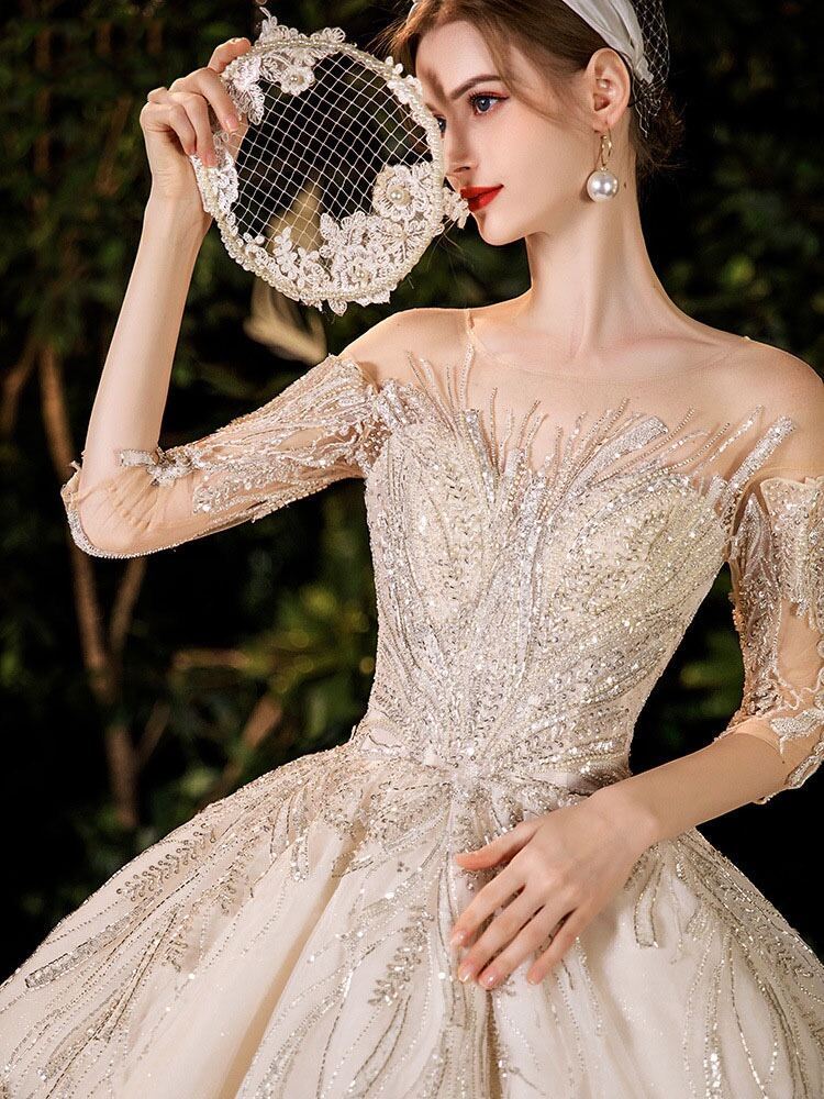 Long Sleeve Wedding Dress Forest Fantasy Fairy Tale Gown for Bride ...