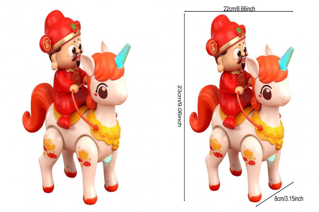 [JU] God of Wealth Toy Riding Horse Man Toy Electric God of Wealth Toy ...