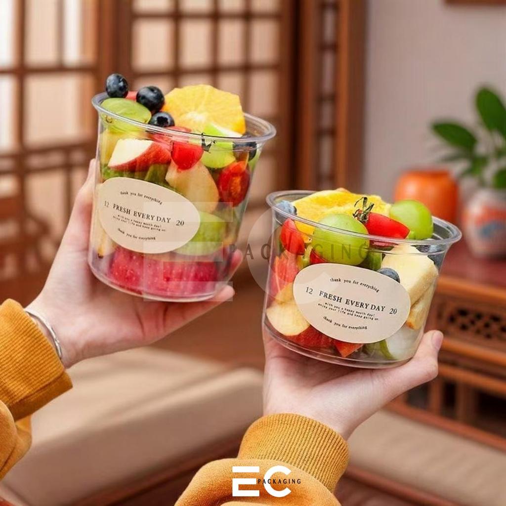 EC 50PCS Deli Plastic Fruit Container Box with Lid Round Plastic ...