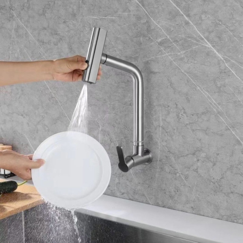 Faucet Cold Water Tap Rotatable Durable Easy Kitchen Faucet Stainless ...