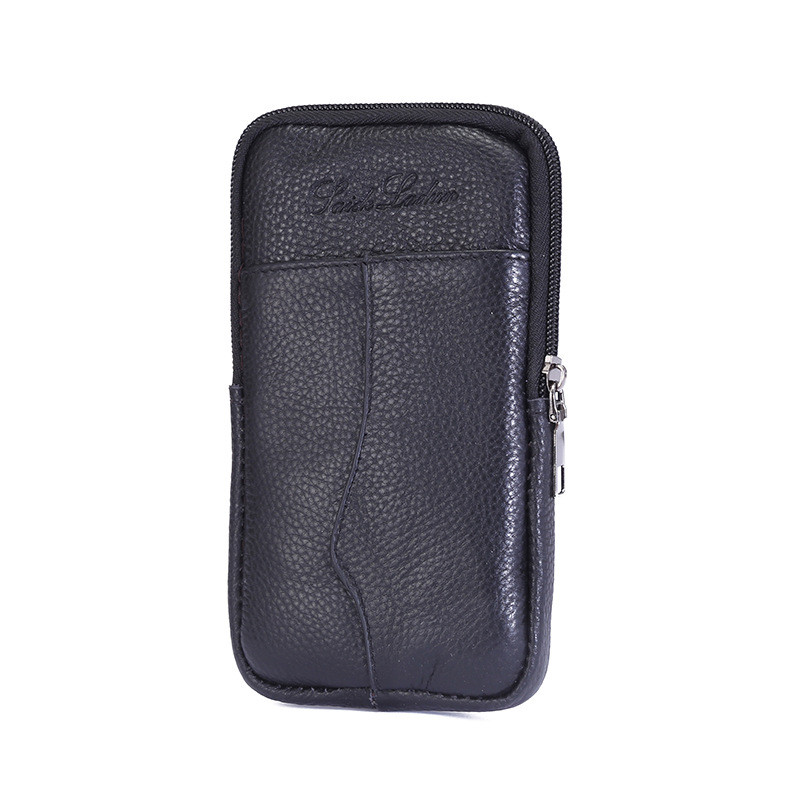 7" New Men'S Mobile Phone Waist Bag Vertical Outdoor Genuine Leather ...